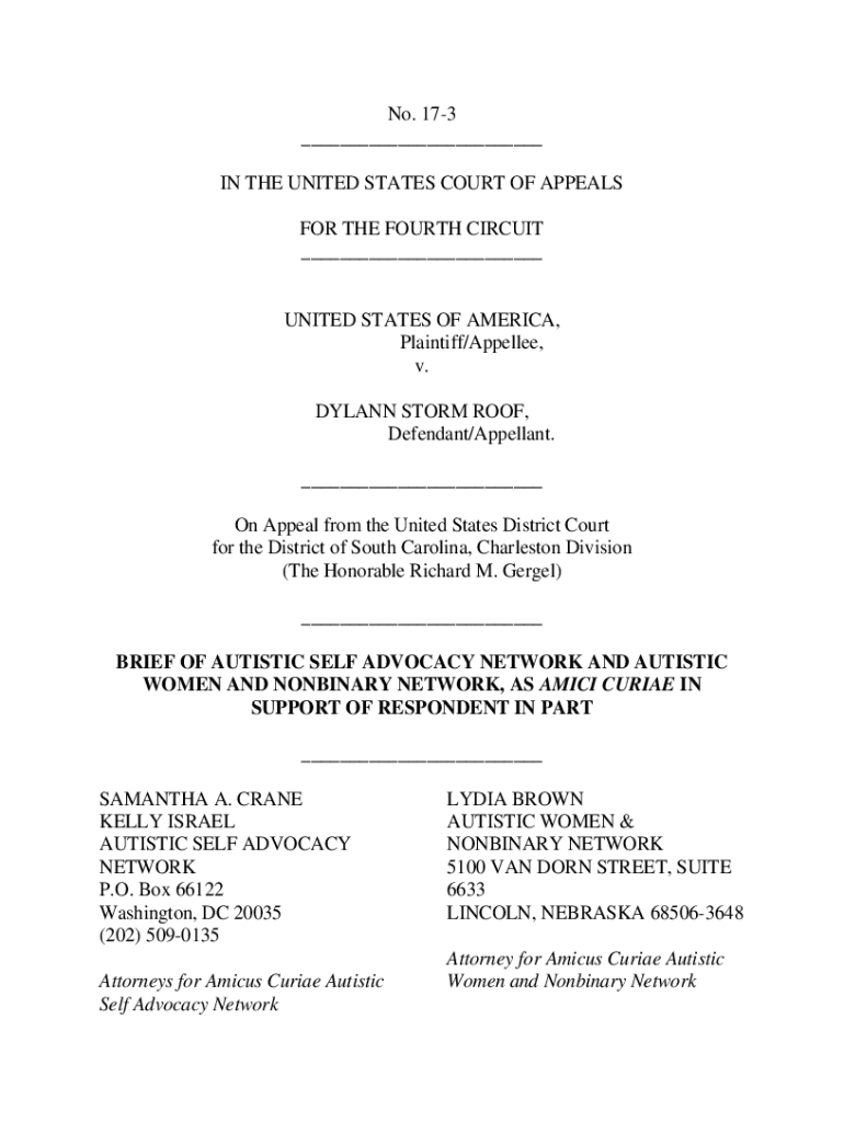 Fillable Online 17-3 US v Dylann Roof - Fourth Circuit Court of Appeals Fax Email Print - pdfFiller