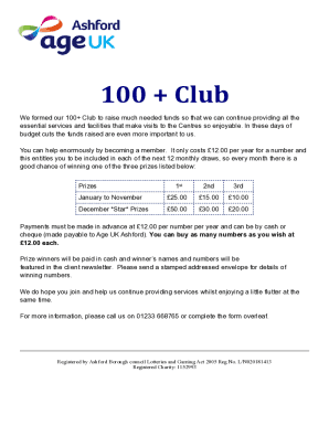 Fillable Online 100+Club Application Form March 2022 Fax Email Print ...