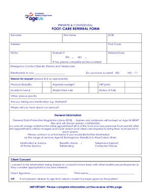 Fillable Online FOOT-CARE REFERRAL FORM Fax Email Print - pdfFiller