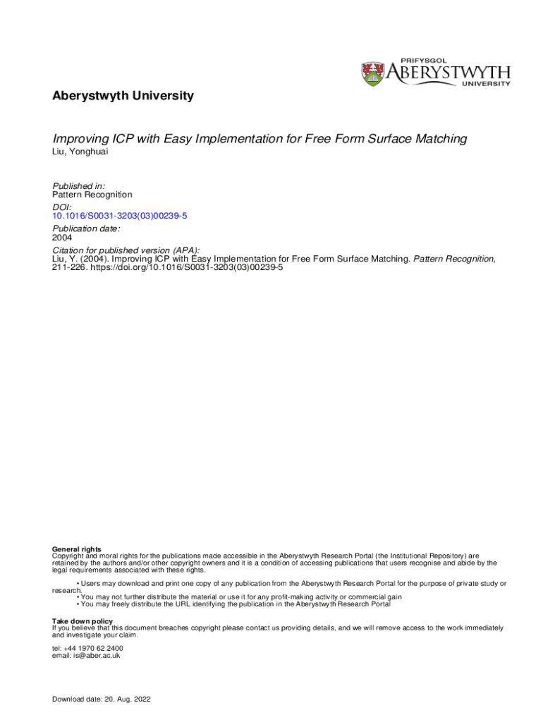 Fillable Online Improving ICP with easy implementation for free-form surface matching. Automatic ...