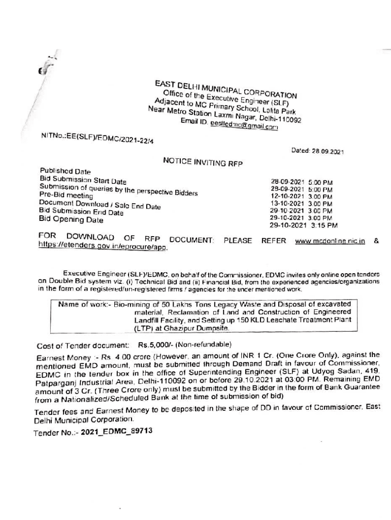 Fillable Online eoi for project - on msw processing plants - in edmc ...