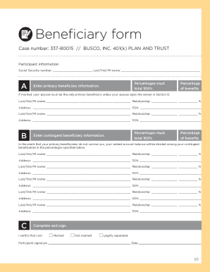 Fillable Online Beneficiary Designation / Spousal Consent Form Group Number Fax Email Print ...