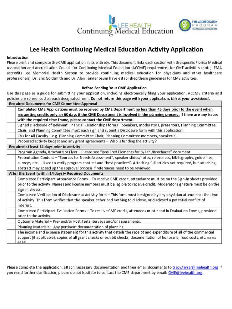 Fillable Online Lee Health Continuing Medical Education Activity ...