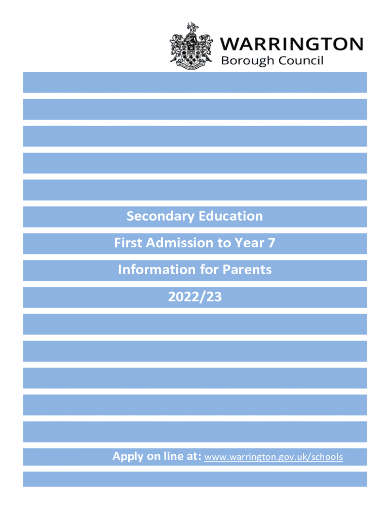 Fillable Online Starting secondary school (Year 7) - Lancashire County ...
