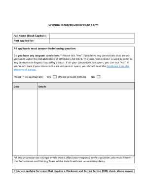 Fillable Online Criminal Records form. Criminal Records form Fax Email ...
