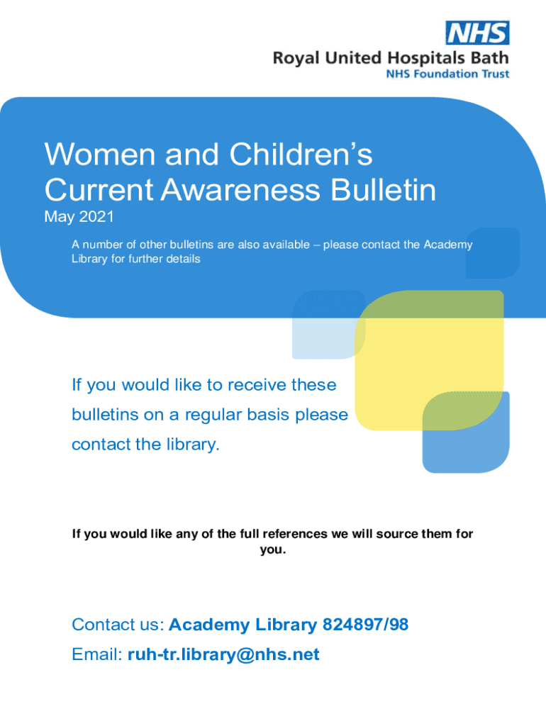 Fillable Online Women and Children's Current Awareness Bulletin Fax ...