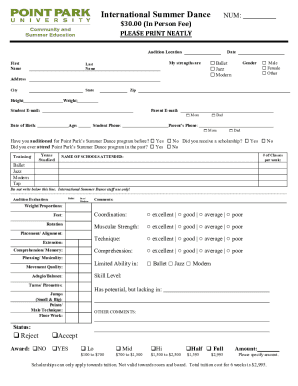 Fillable Online Ballet Audition Sheet Fax Email Print - pdfFiller