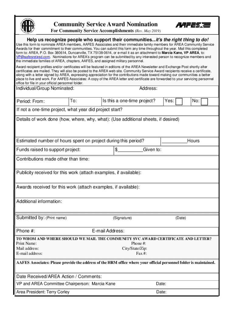 Fillable Online Letter of Nomination Nick Dines Community Service Award Fax Email Print - pdfFiller