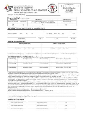 Fillable Online BEFORE AND AFTER-SCHOOL PROGRAM APPLICATION Fax Email ...