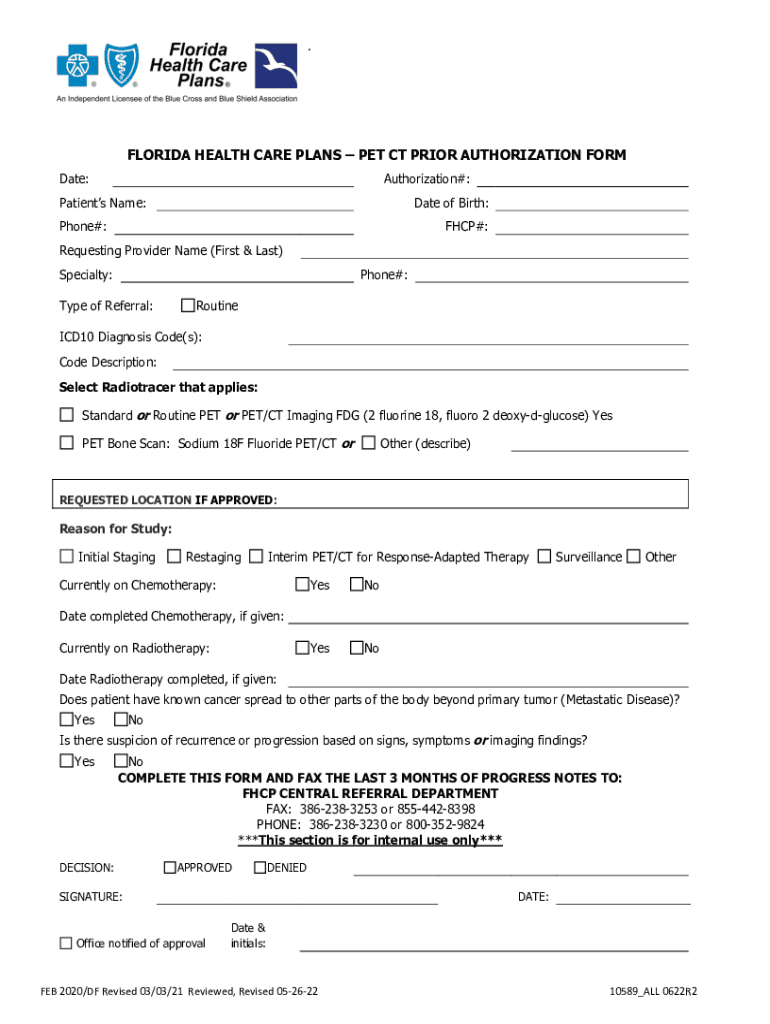 Fillable Online PET CT Prior Authorization Form Revised 5-26-221.docx ...