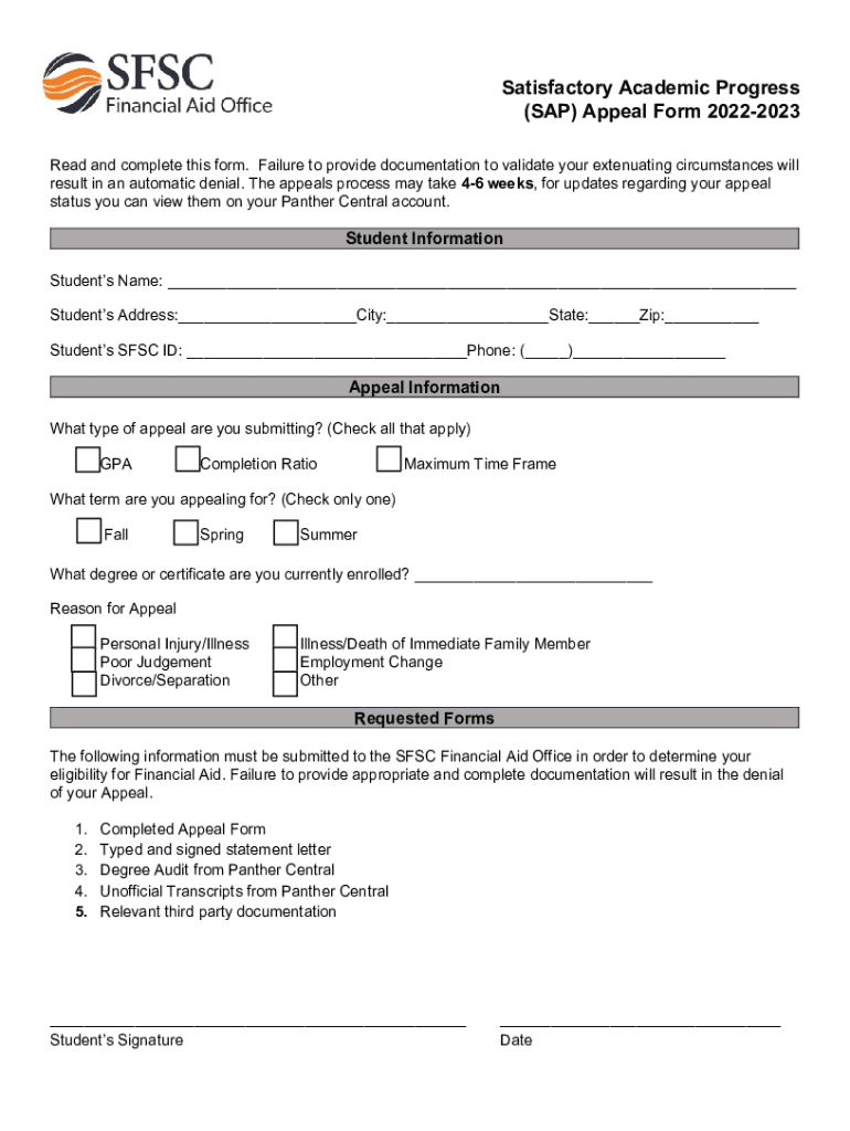 Fillable Online Satisfactory Academic Progress Policy (SAP) - Financial Aid Fax Email Print ...