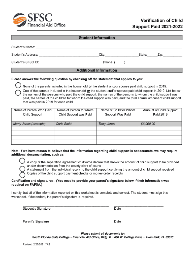 Fillable Online Child Support Verification Form Florida - Fill Out and Sign ... Fax Email Print ...