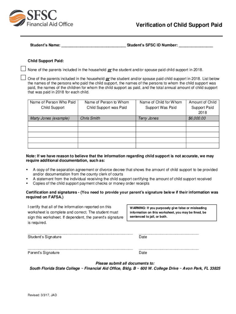 Fillable Online Child Support Form - Declaration of Unpaid Support Fax ...