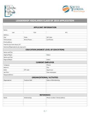 Fillable Online application form - Leadership Granbury Fax Email Print ...