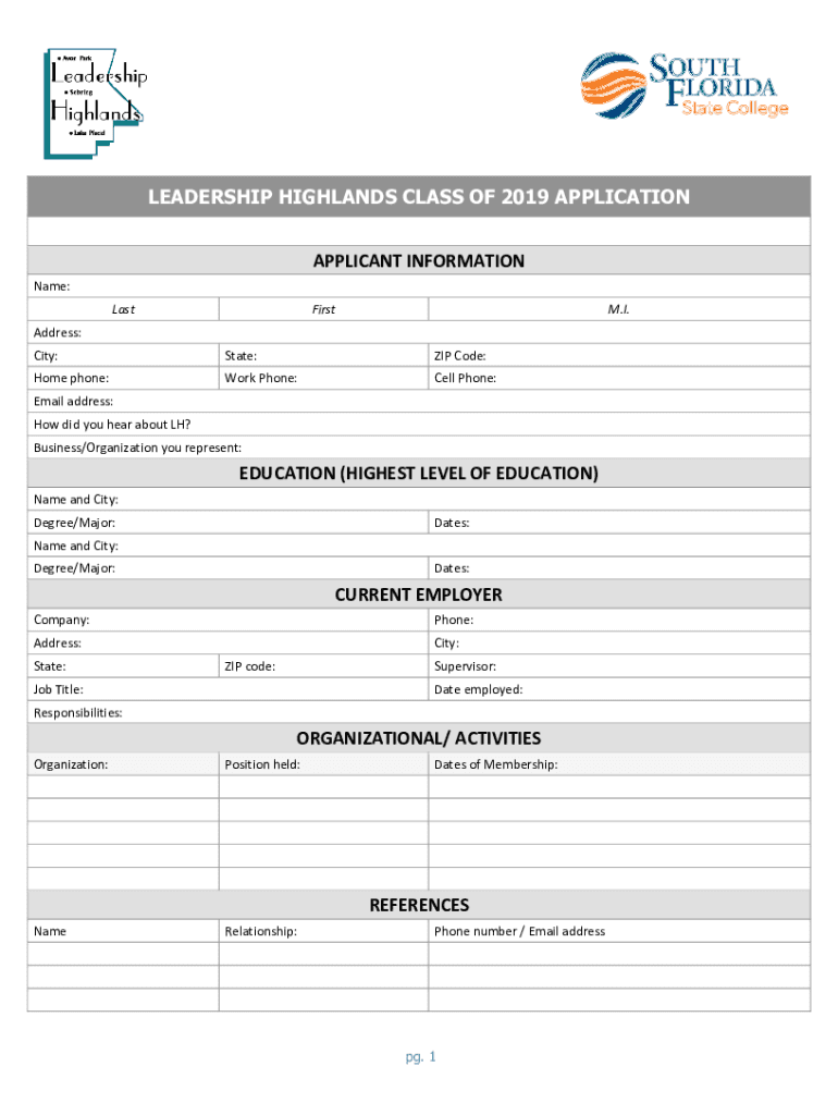 Fillable Online application form - Leadership Granbury Fax Email Print ...