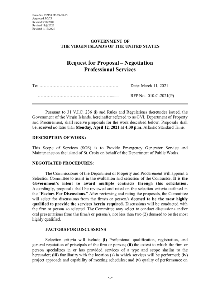 Fillable Online Request for Proposal Negotiation Fax Email Print ...