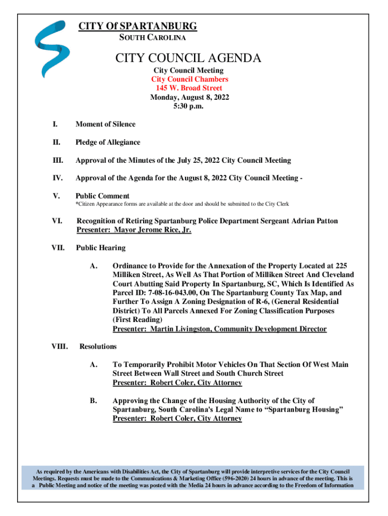 Fillable Online Recognition of Retiring Spartanburg Police Department ...