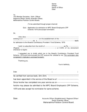 Fillable Online CPFAdmission&NominationFORM. CPF Admission & Nomination ...