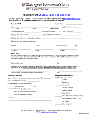 Fillable Online Request for Medical Leave of Absence (MLOA) Form Fax ...