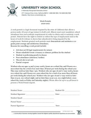 Fillable Online A work permit is a legal document required by the state ...