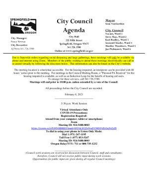 Fillable Online The City of Springfield: City Manager's ...