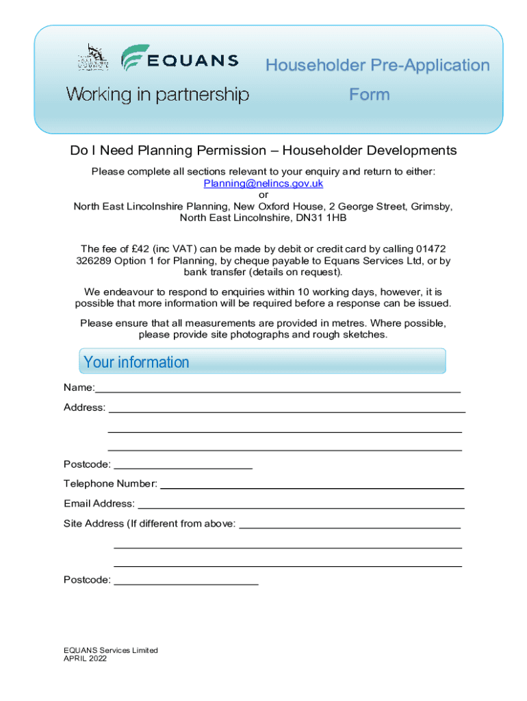 Fillable Online Householder Pre-Application Form Your information Fax ...