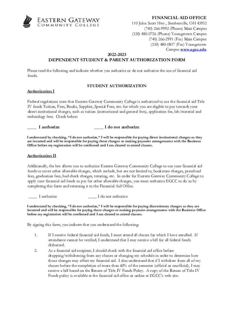 Fillable Online 2022-2023 STUDENT AUTHORIZATION FORM Fax Email Print ...