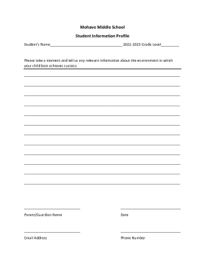 Fillable Online Mohave Middle School Student Information Profile Fax ...