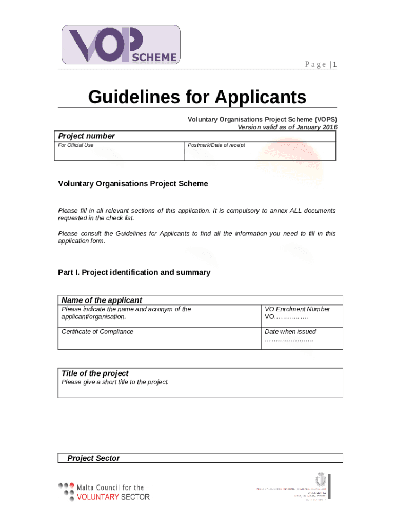 Voluntary Organisations Project Scheme (VOPs)MaltaCVS Doc Template | pdfFiller