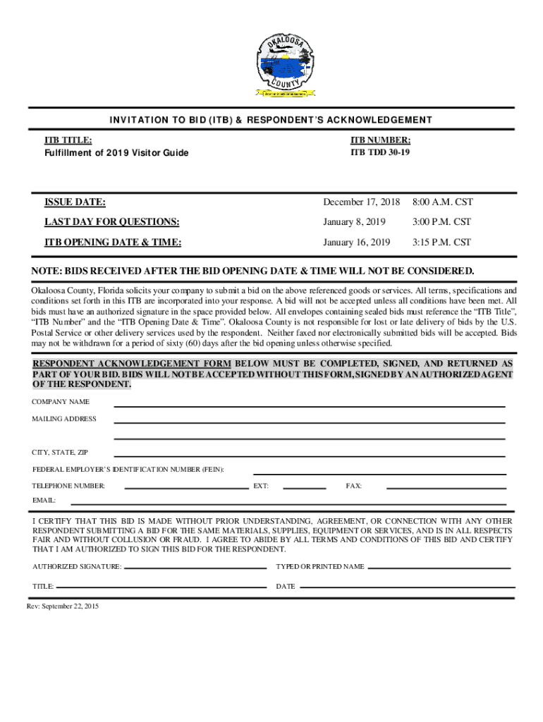 Fillable Online Invitation to Bid (ITB) Definition - What Does it Mean in ... Fax Email Print ...