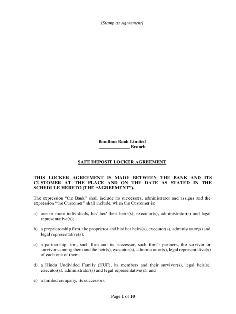 Fillable Online What is Locker Agreement - Bank lockers customers ...