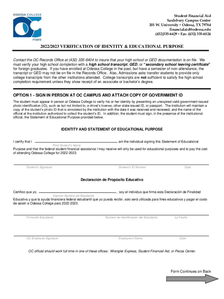 Fillable Online Odessa College - campus tours - National Application Center Fax Email Print ...