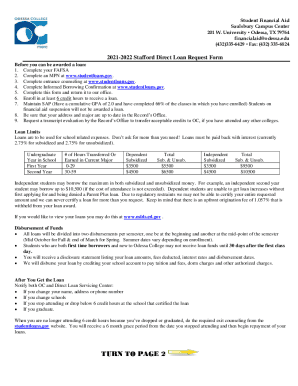 Fillable Online 2021-2022 Stafford Direct Loan Request Form - Odessa ...