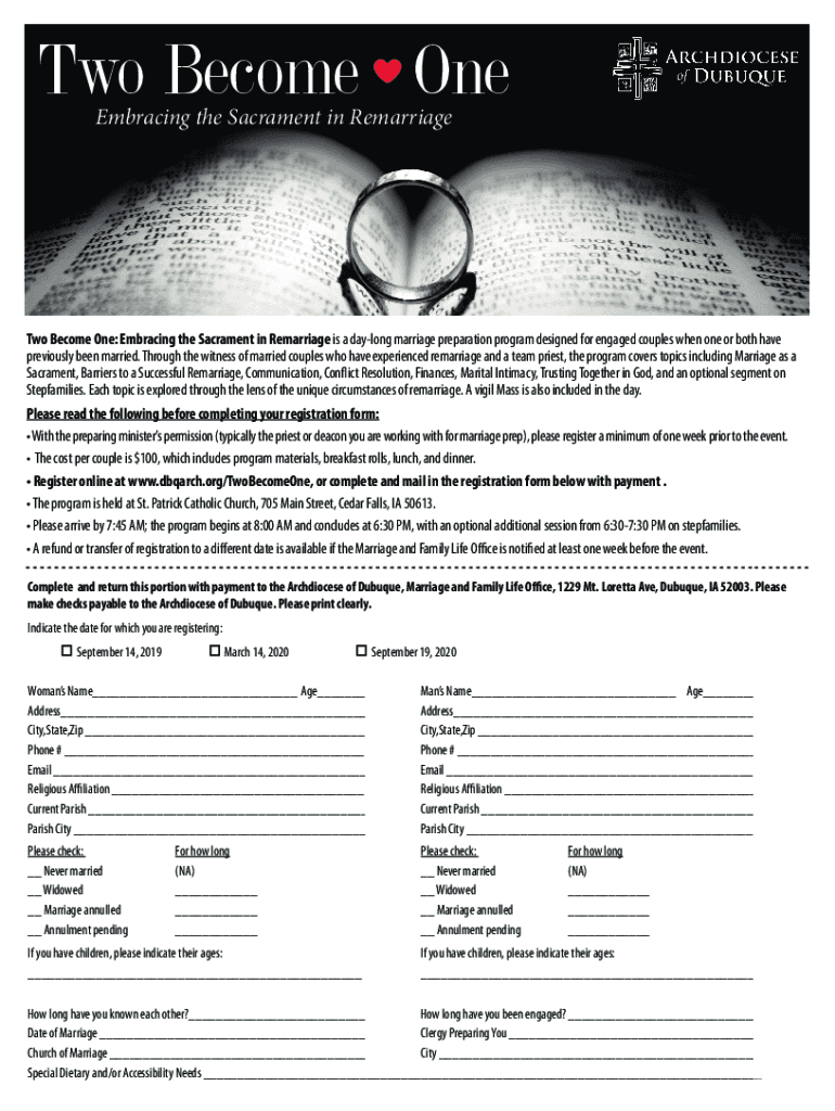 Fillable Online Programs designed for engaged couples - Diocese of ...