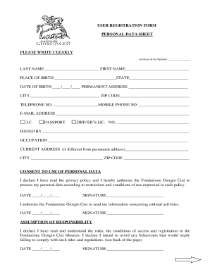 Fillable Online USER REGISTRATION FORM Fax Email Print - pdfFiller