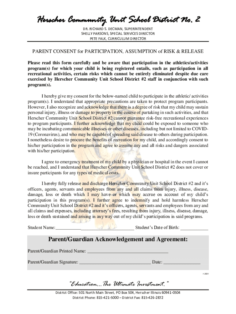 Fillable Online Herscher Community Unit School District No. 2 Fax Email Print - pdfFiller