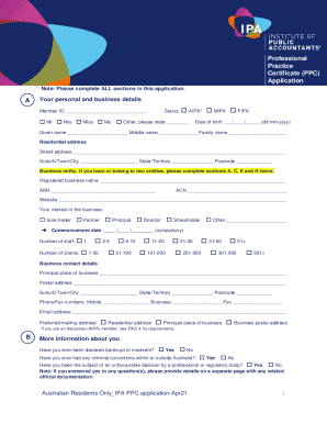 Fillable Online Professional Practice Certificate (PPC) Application B A ...