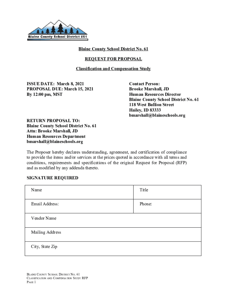 Fillable Online Jefferson County Request for Proposal Classification ...