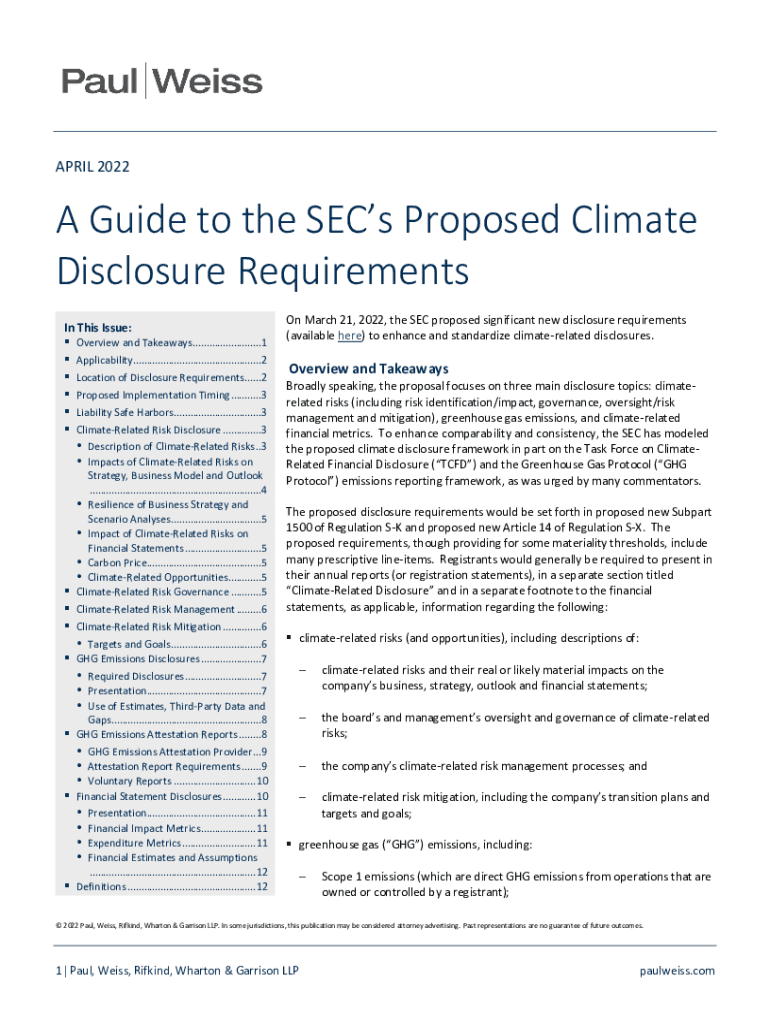 Fillable Online Ten Thoughts on the SEC's Proposed Climate Disclosure ...