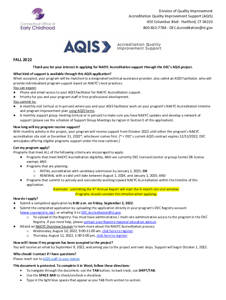 Fillable Online Accreditation Quality Improvement Support (AQIS) offers ...