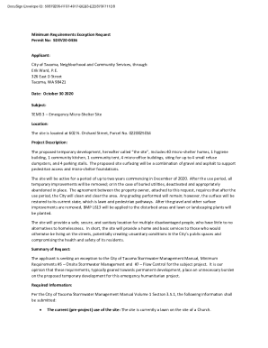 Fillable Online Minimum Requirements Exception Request Permit No Fax Email Print - pdfFiller