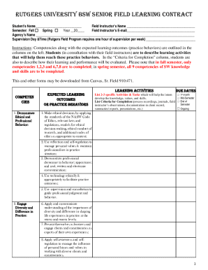 Fillable Online END-OF-SEMESTER BSW SENiOR FiElD EVAlUATiON FORM Fax ...