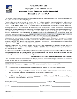 Fillable Online Personal Time Off Plan (PTO) Conversion Open Enrollment ...