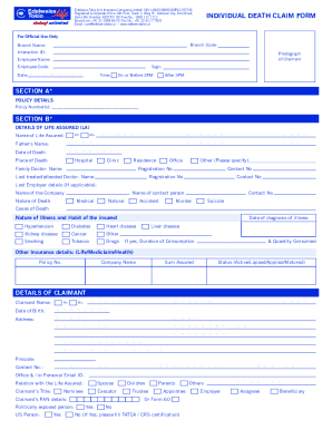 Fillable Online Individual Death Claim FormProposed Standard2022 -- 6 ...