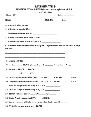 Fillable Online Worksheet on knowing five Digit NumbersNumbers in Words ...