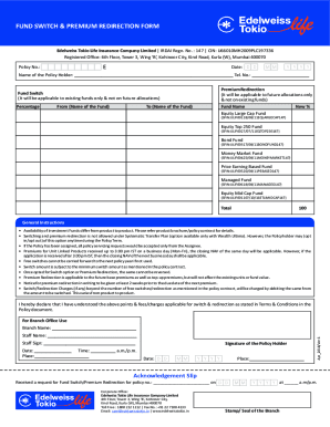 Fillable Online Fund Switch & Premium Redirection form Fax Email Print ...