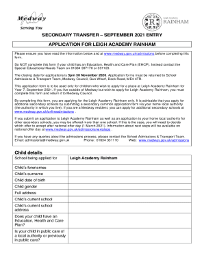 Fillable Online Leigh Academy Application Form Fax Email Print - pdfFiller