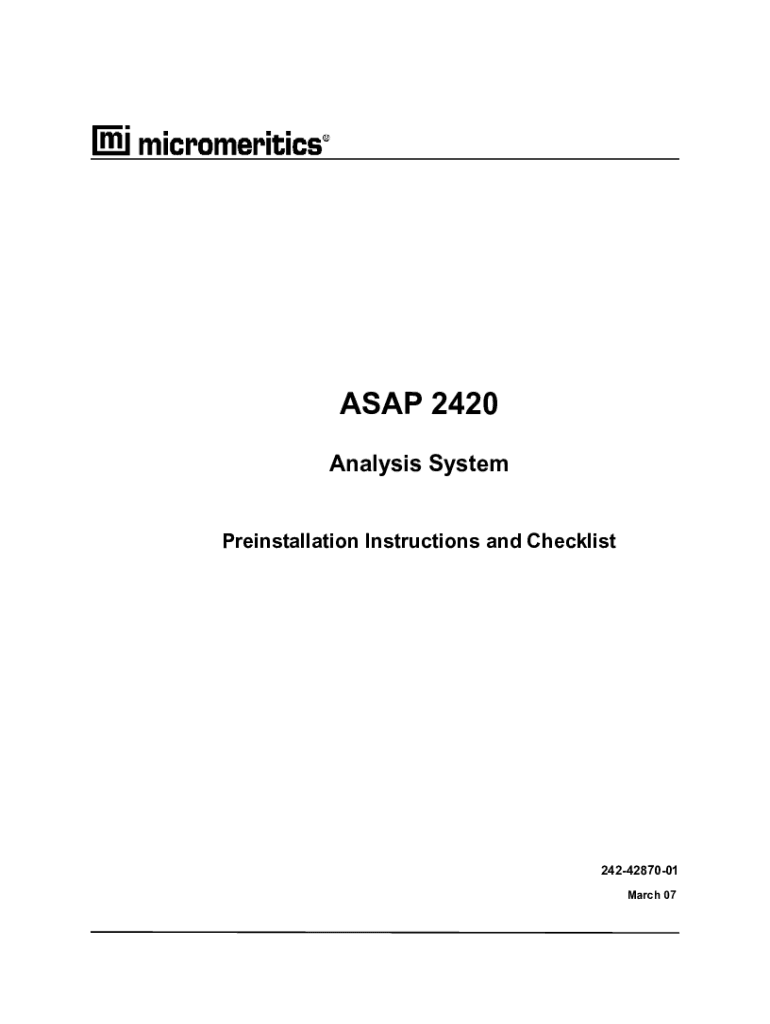 Fillable Online ASAP 2425 Pre-installation Instructions and Checklist ...