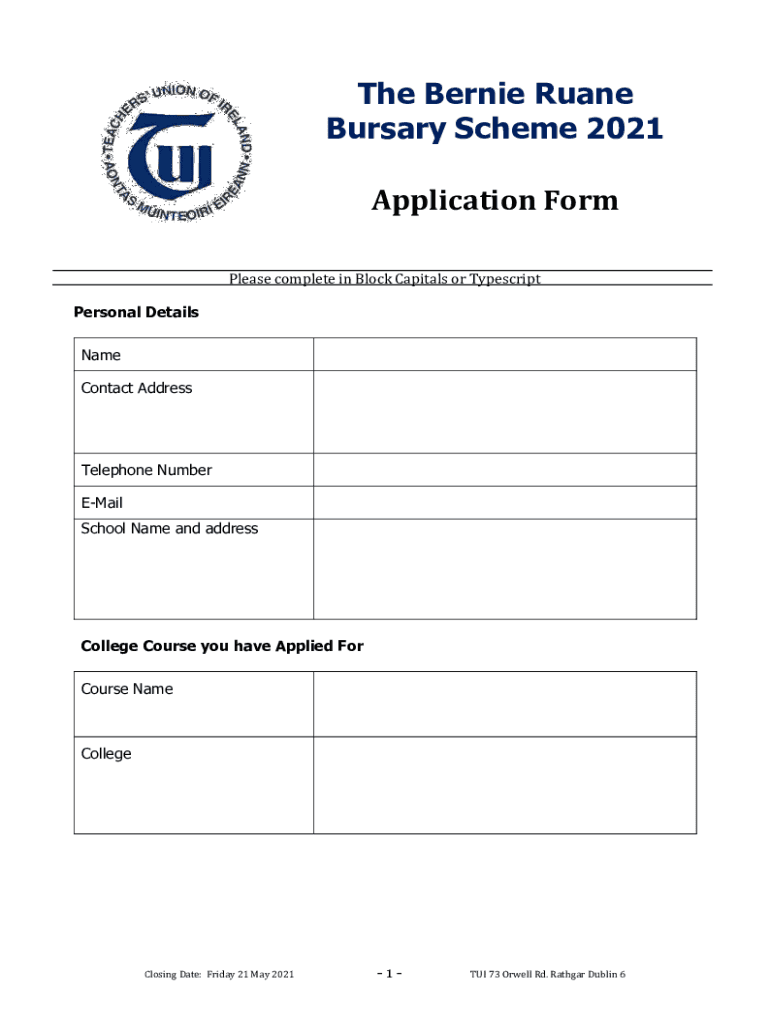 Fillable Online Draft Bursary application Form Fax Email Print - pdfFiller