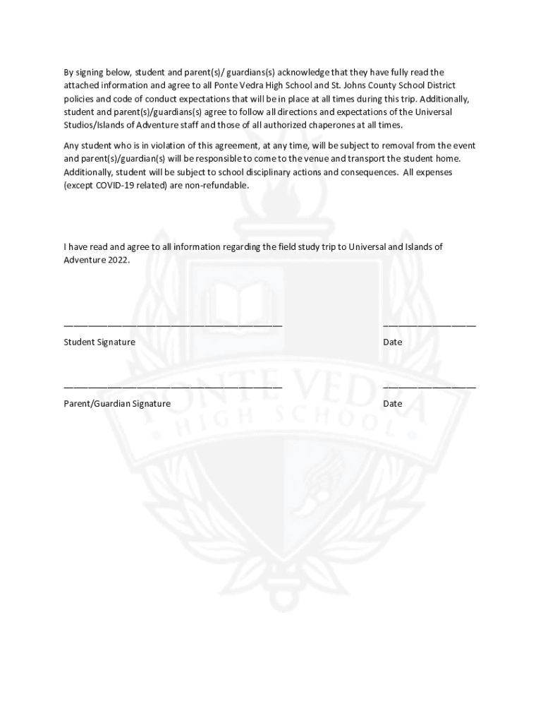 Fillable Online www-pvhs stjohns k12 fl Universal and Islands of Adventure Senior Class Field ...